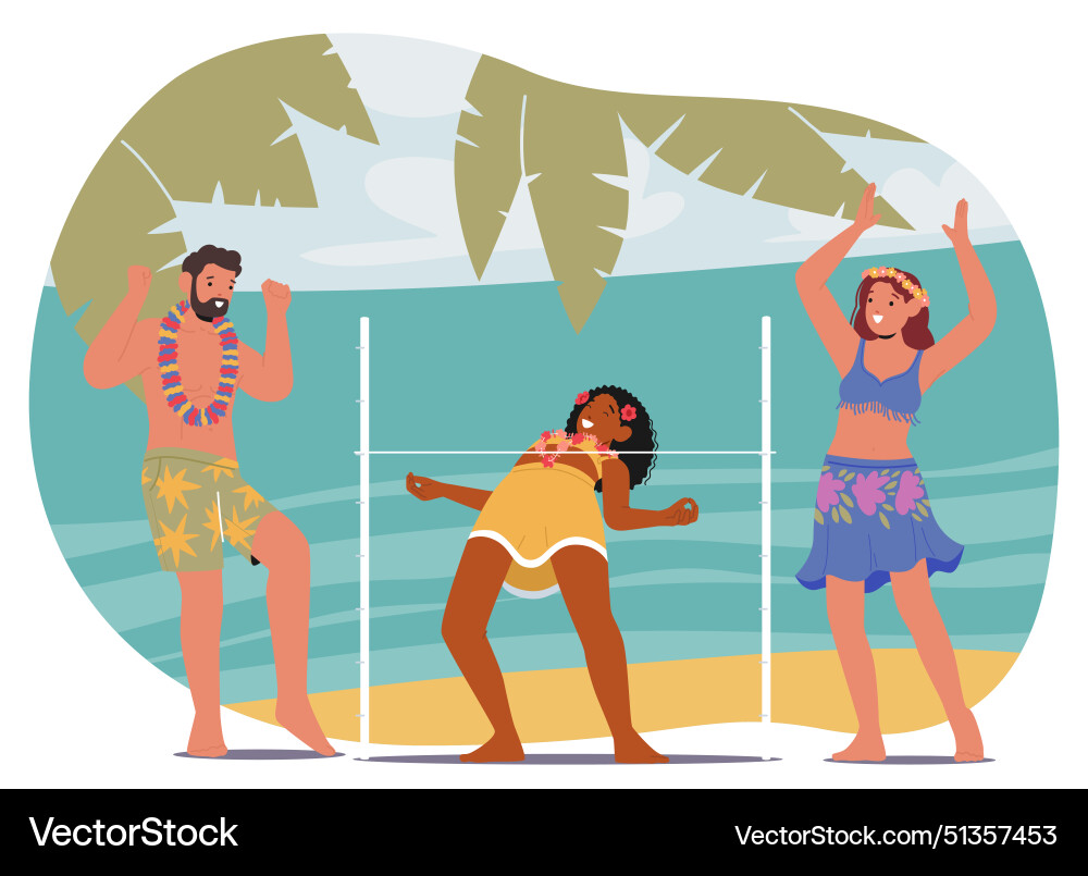 Diverse friends participating in a limbo dance Vector Image