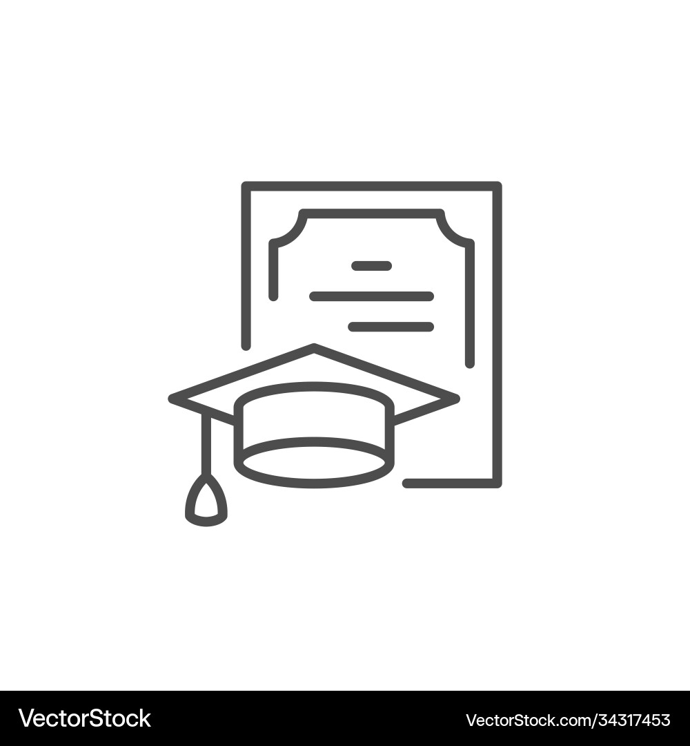 Education diploma line outline icon Royalty Free Vector