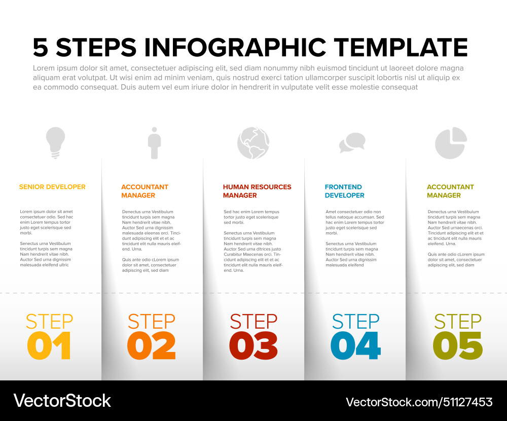 Five simple slips of paper as steps process Vector Image