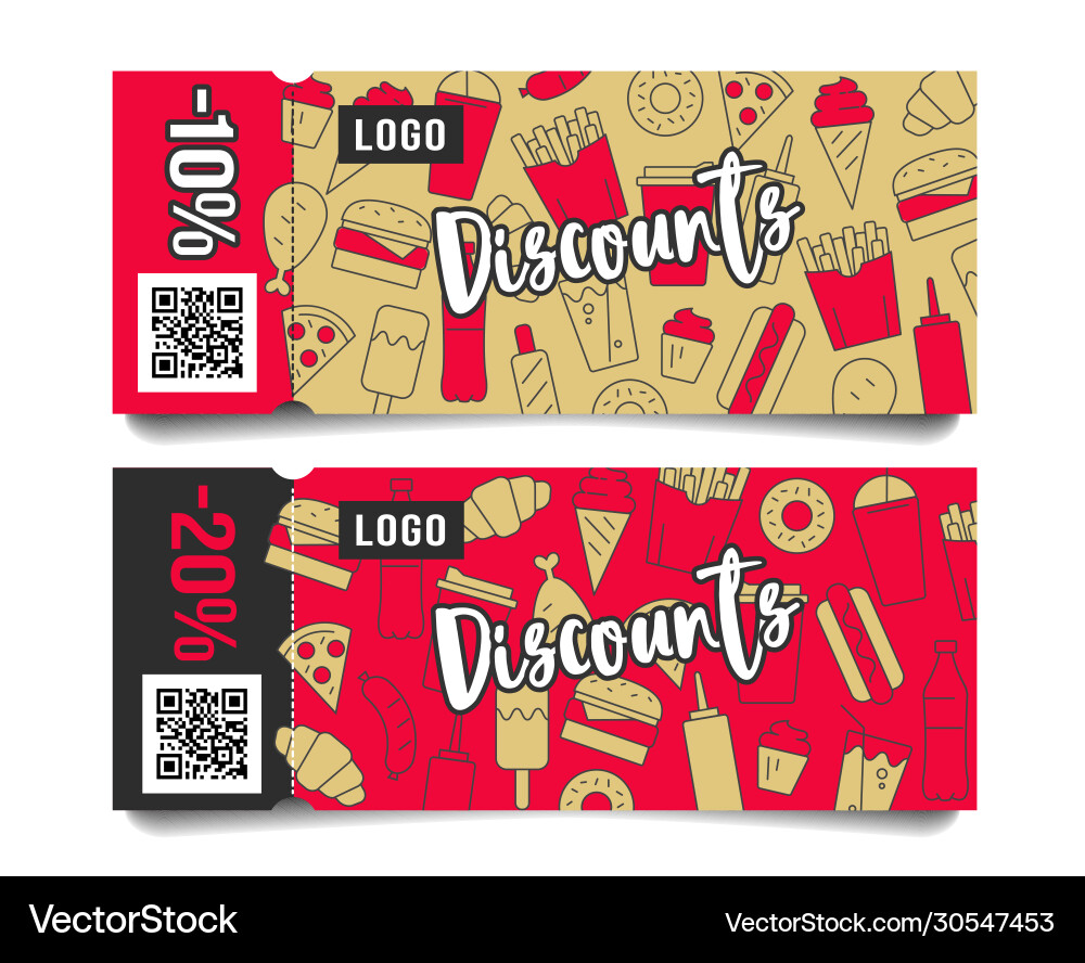 Food Discount Voucher Template Royalty Free Vector Image