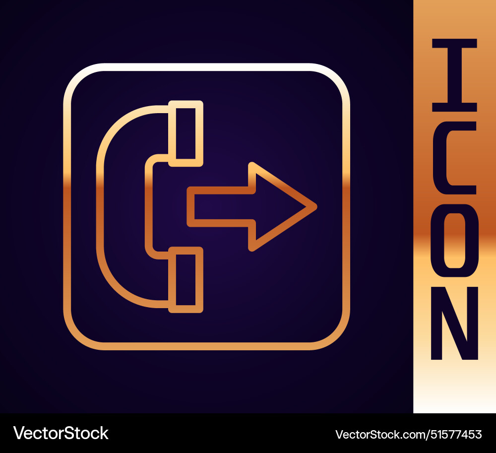 Gold line outgoing call phone icon isolated Vector Image