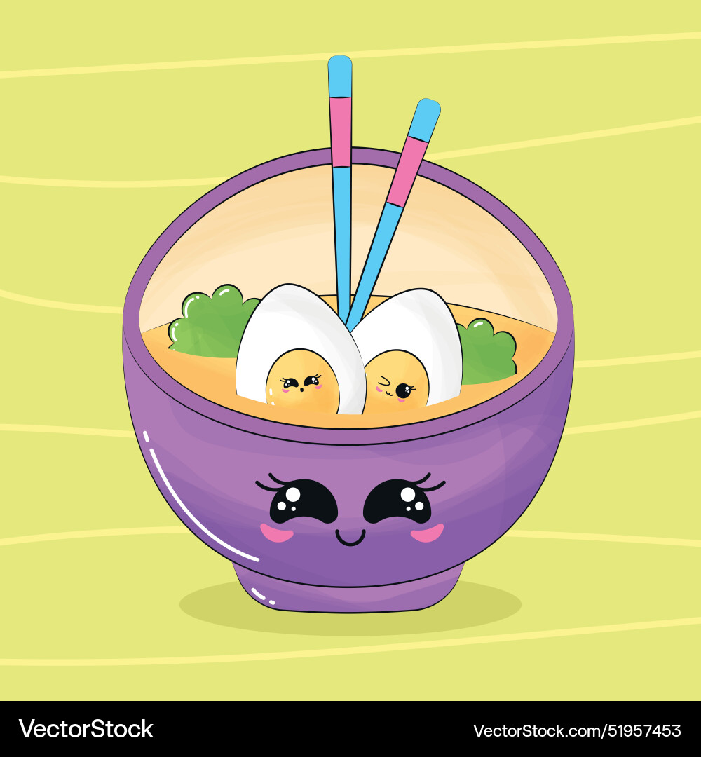Happy cute bowl cartoon Royalty Free Vector Image