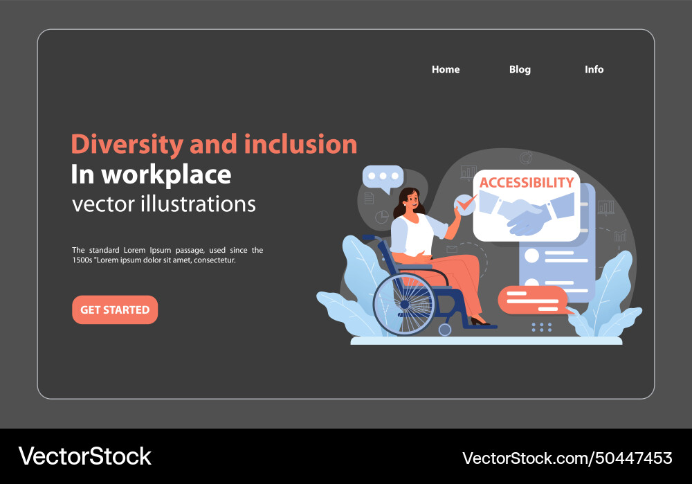 Inclusive workplace focus on accessibility flat Vector Image