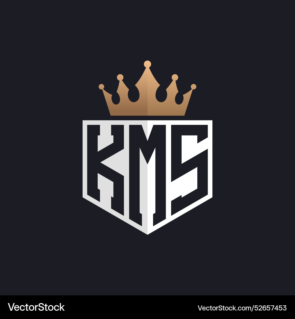 Luxury kms logo with crown elegant initials Vector Image