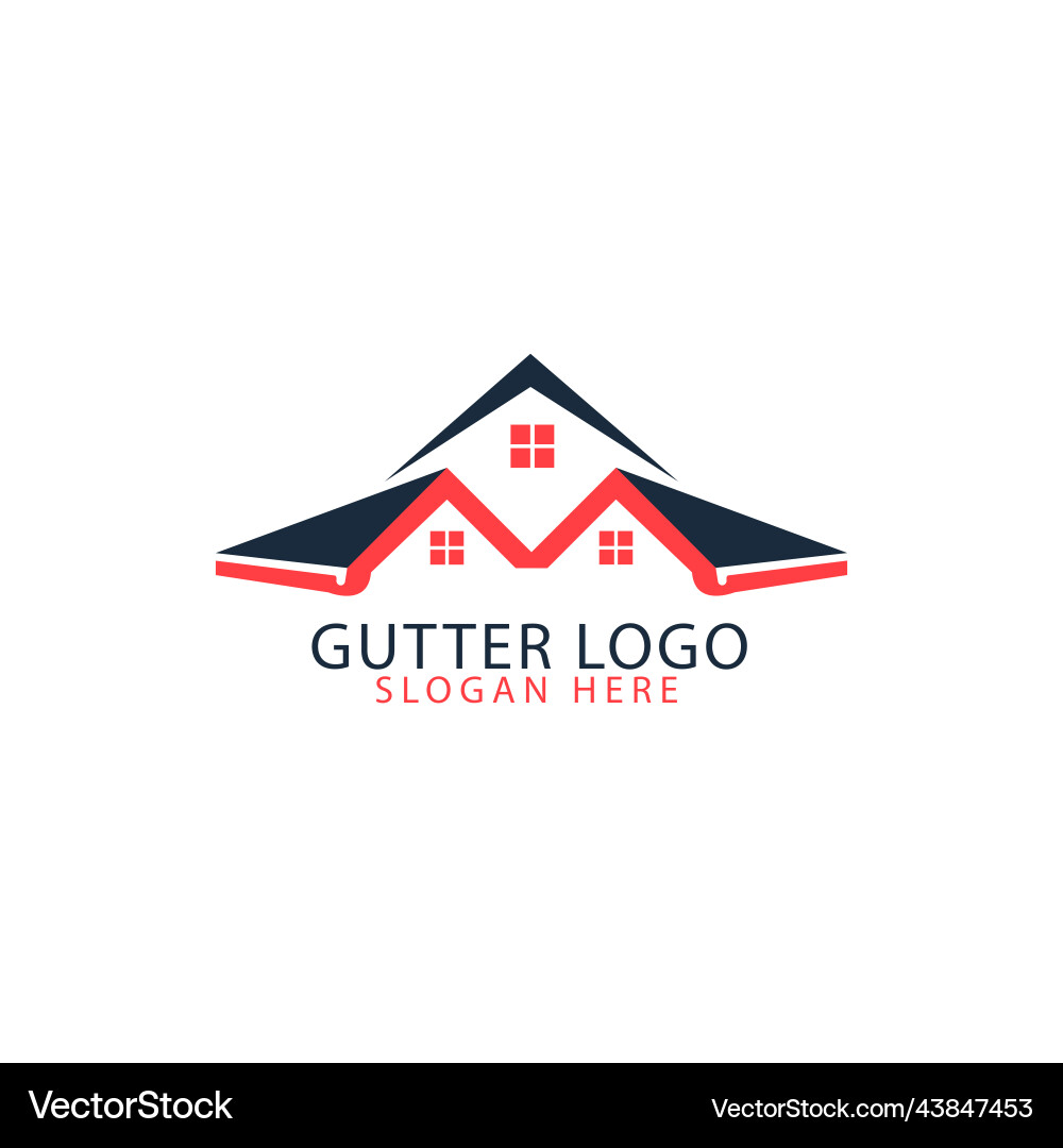Modern gutter roofing logo Royalty Free Vector Image