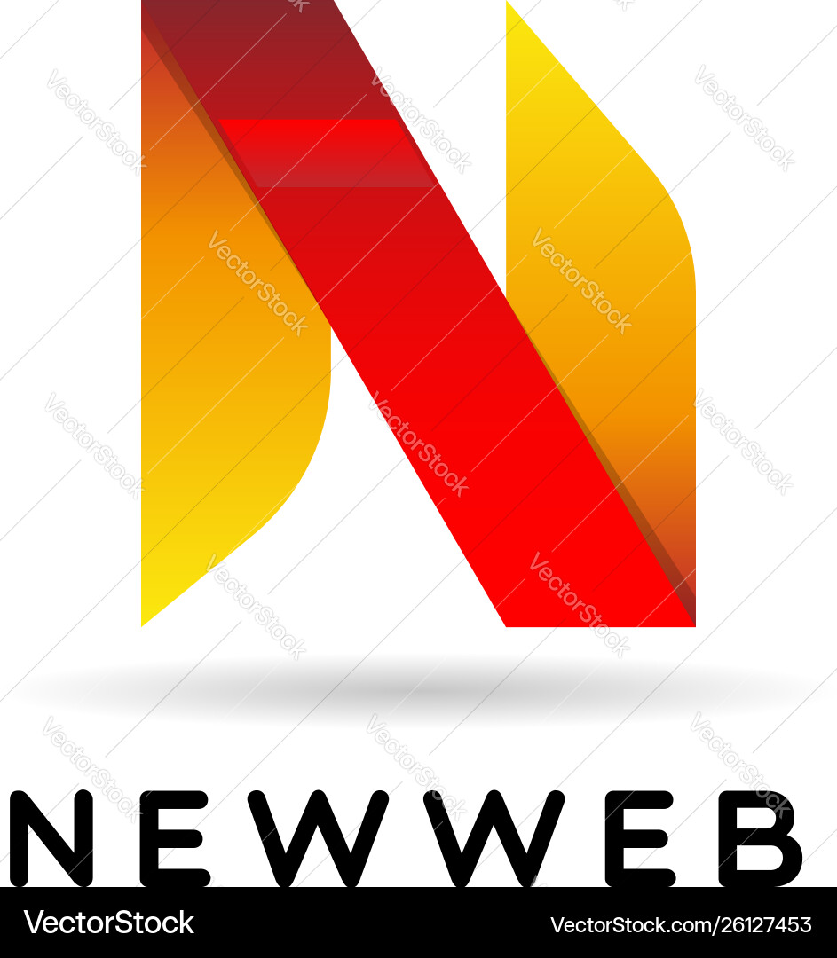 Simple initial letter n ribbon logo sign symbol Vector Image