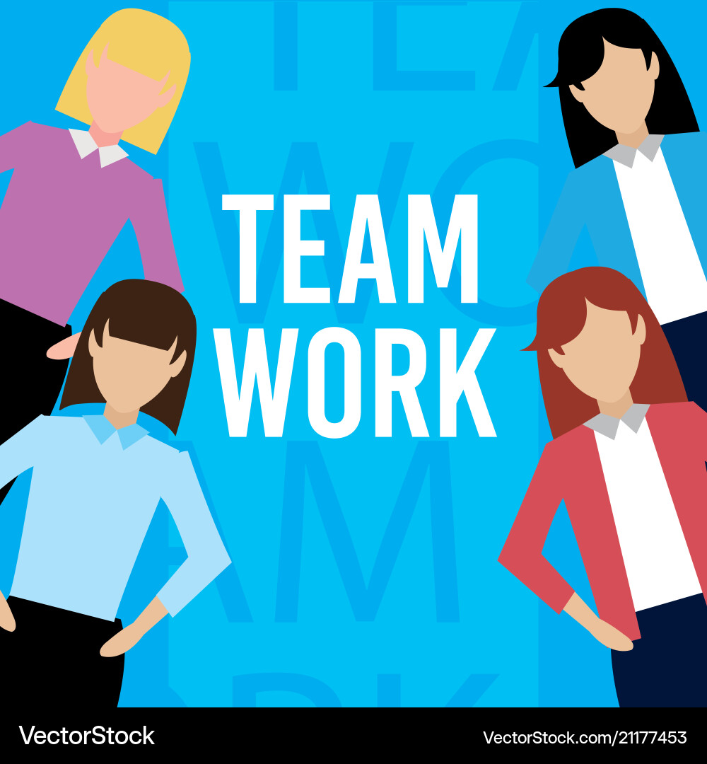 Frauen Teamwork Cartoon Lizenzfreies Vektorbild