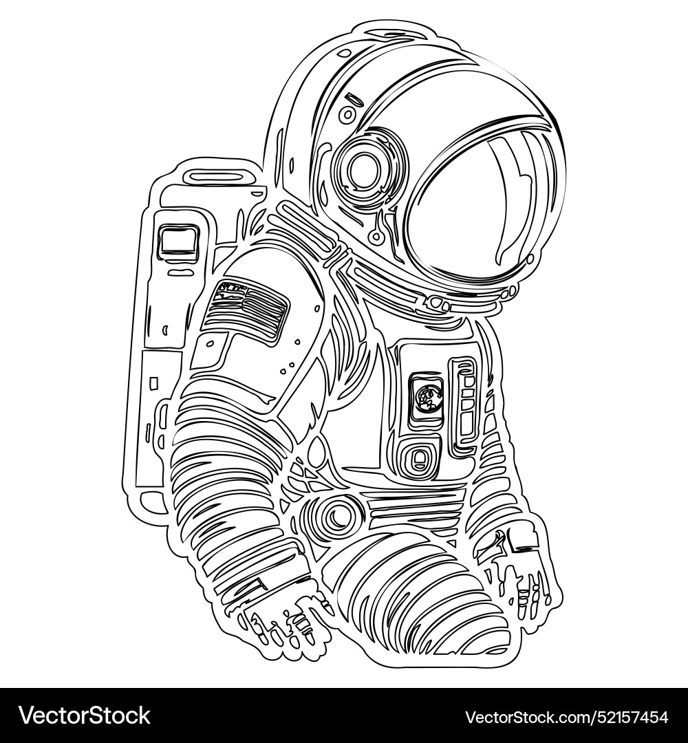 Astronaut outline sketch Royalty Free Vector Image