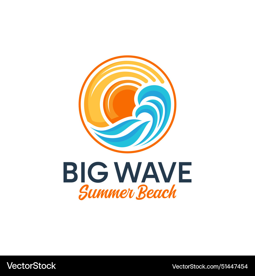 Big wave summer beach logo design abstract Vector Image