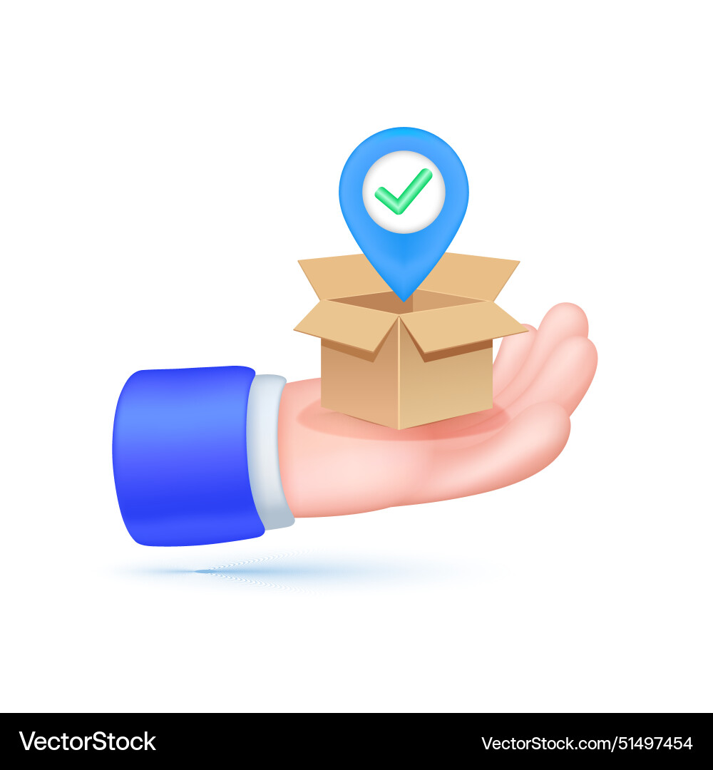 Box and pin in hand Royalty Free Vector Image - VectorStock