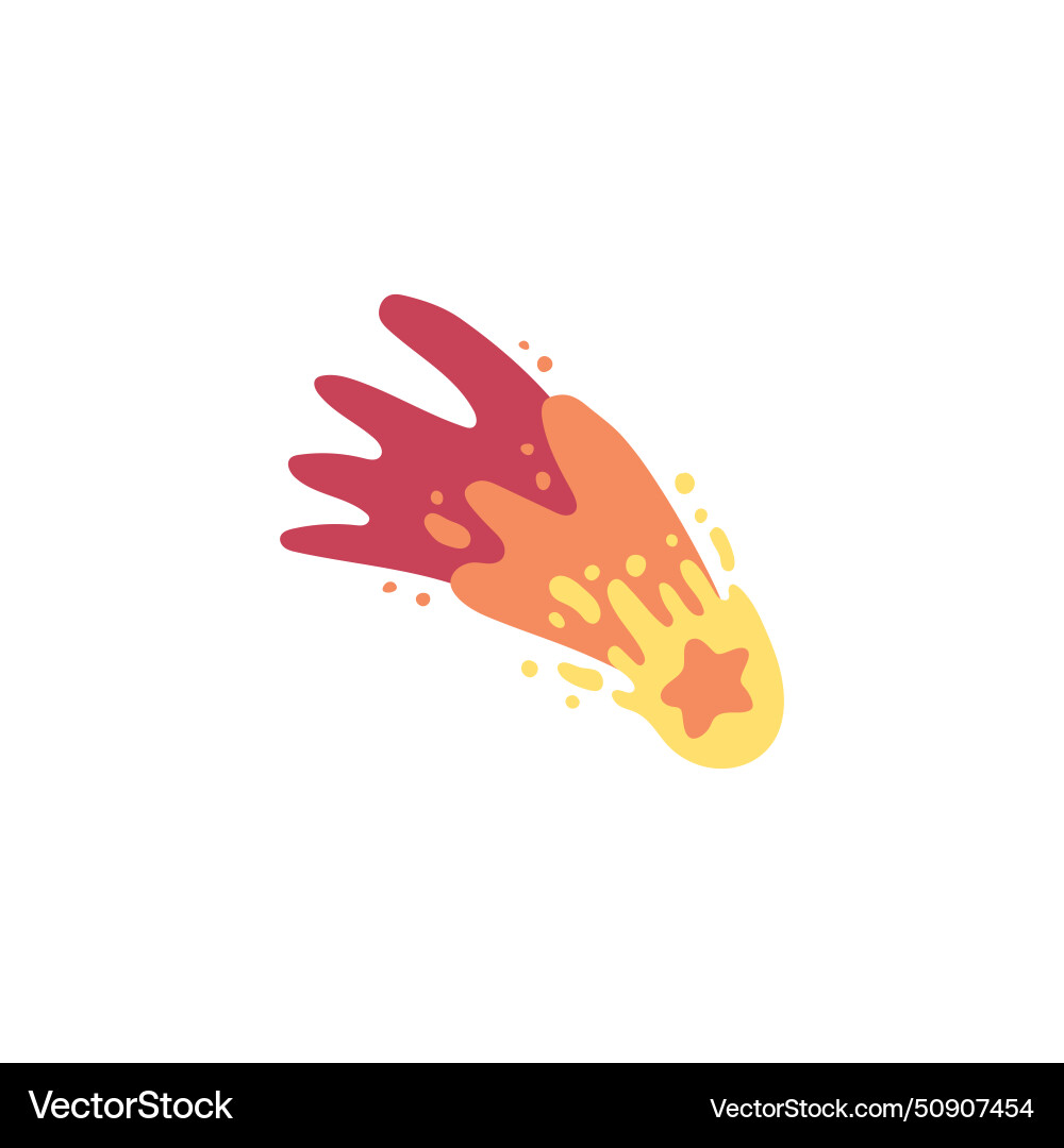 Cartoon burning meteorite flying childish drawing Vector Image