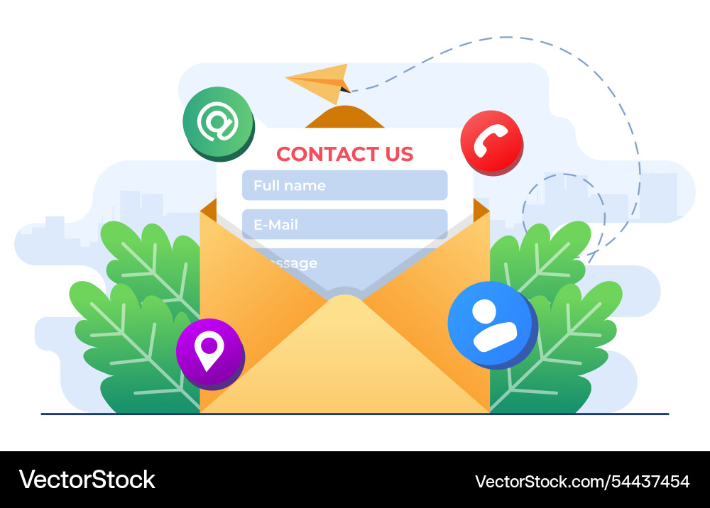 Contact us concept flat template customer care Vector Image