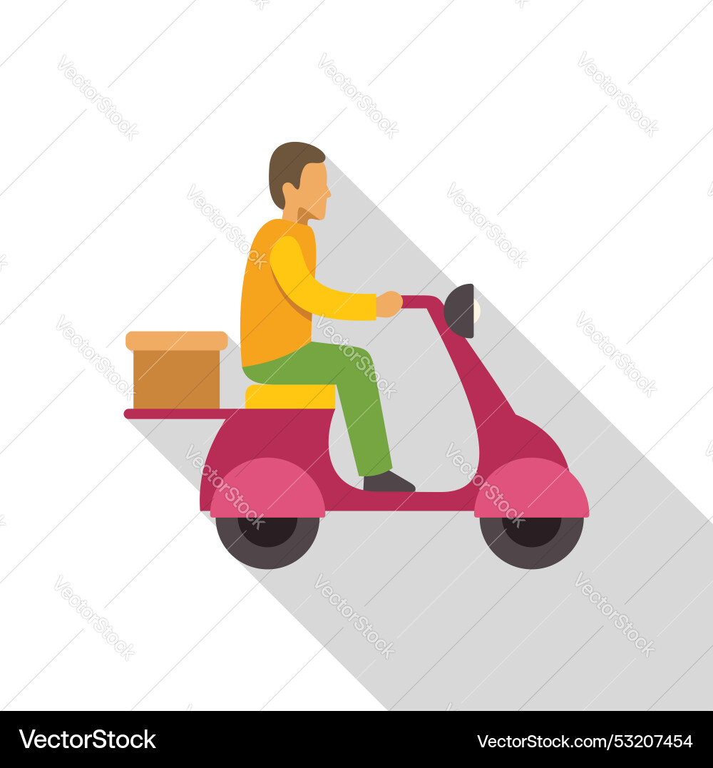 Delivery man riding scooter with parcel box Vector Image