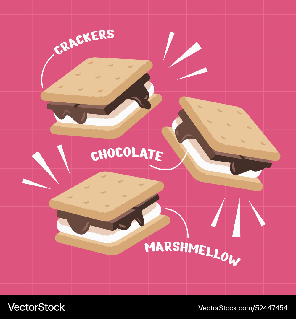 Flat design delicious smore Royalty Free Vector Image