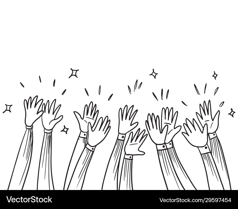 Hand drawn sketch style human hands clapping Vector Image