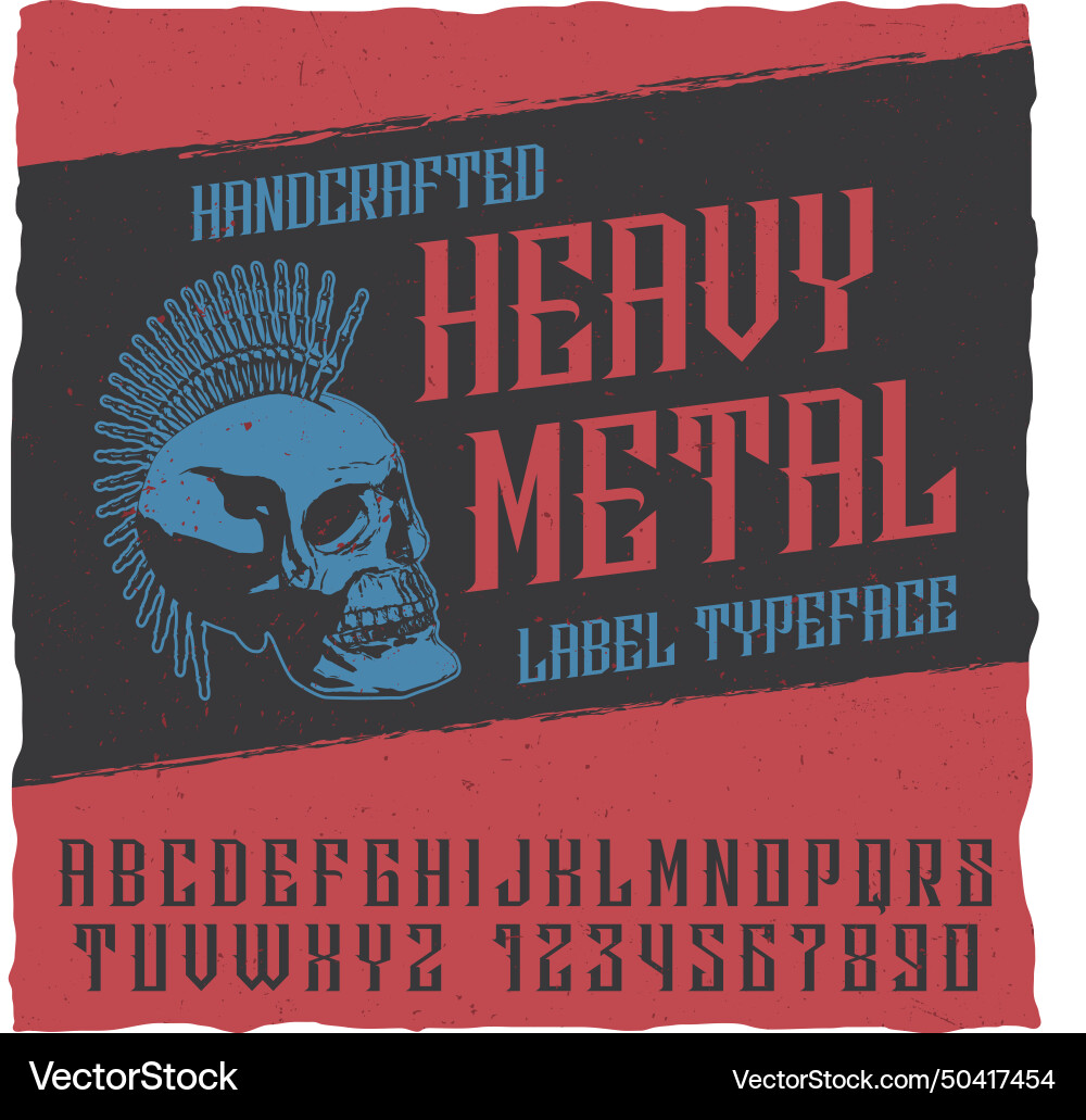 Heavy metal label typeface poster Royalty Free Vector Image