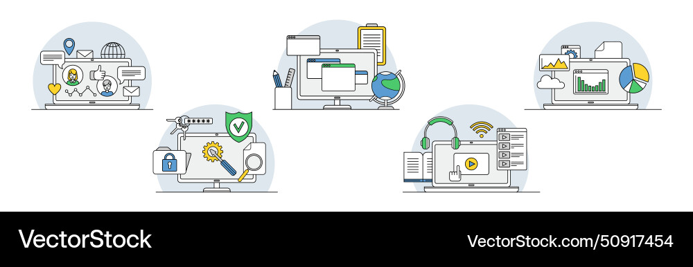 Online webinar and computer course training Vector Image
