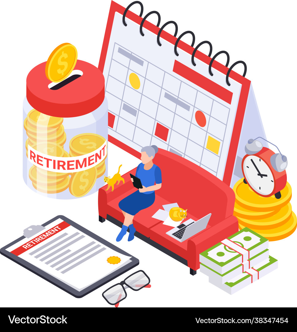 Retirement calendar plan composition Royalty Free Vector