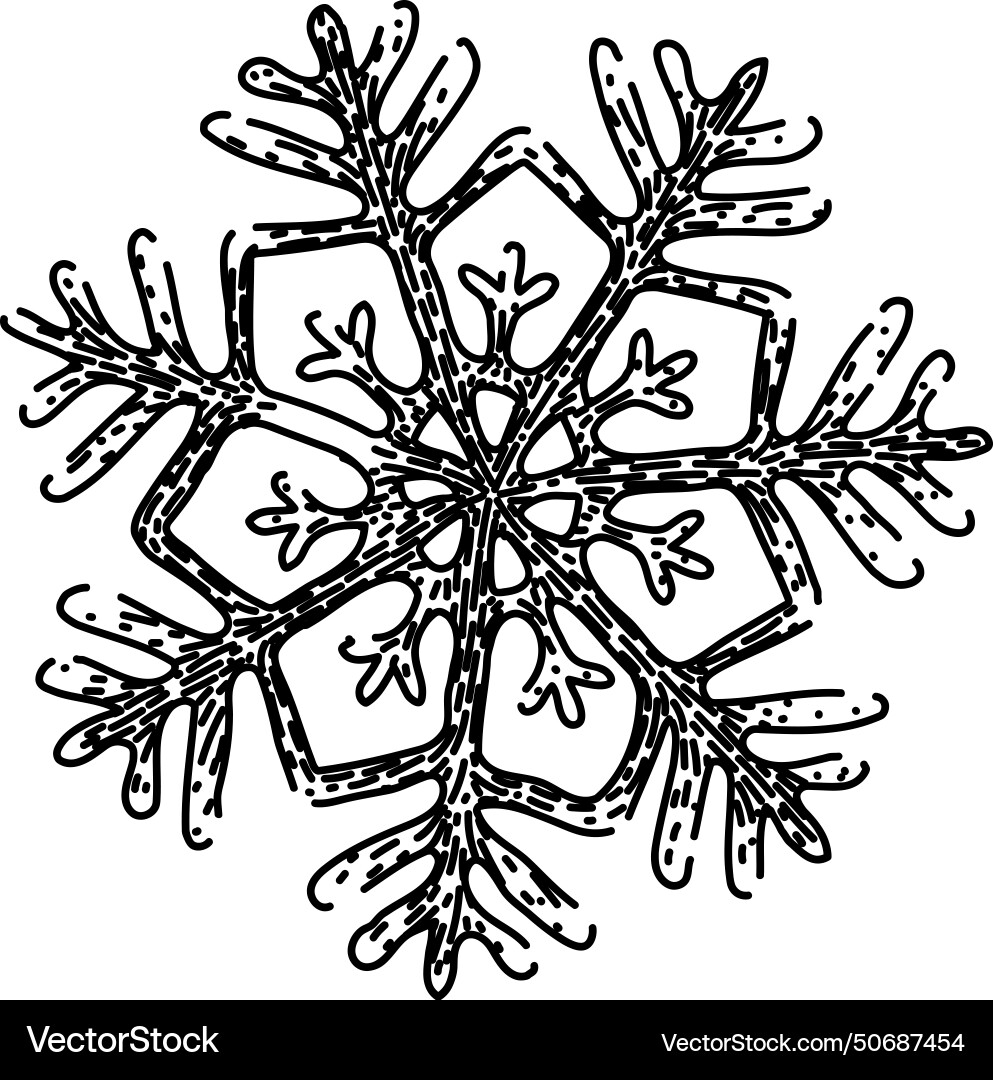 Snowflake christmas sketch hand drawn Royalty Free Vector