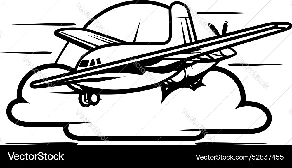 Airborne artistry doodled plane logo doodle Vector Image