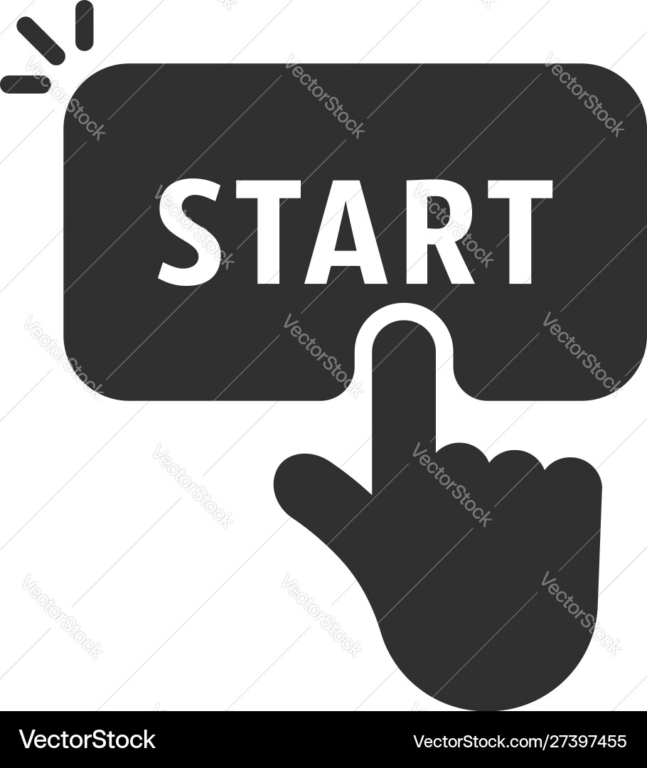 Black start button like finger pushing Royalty Free Vector
