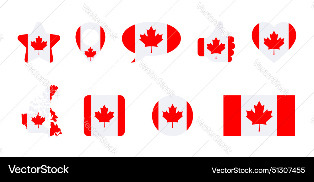 Different icon shape set of canada flag colors Vector Image
