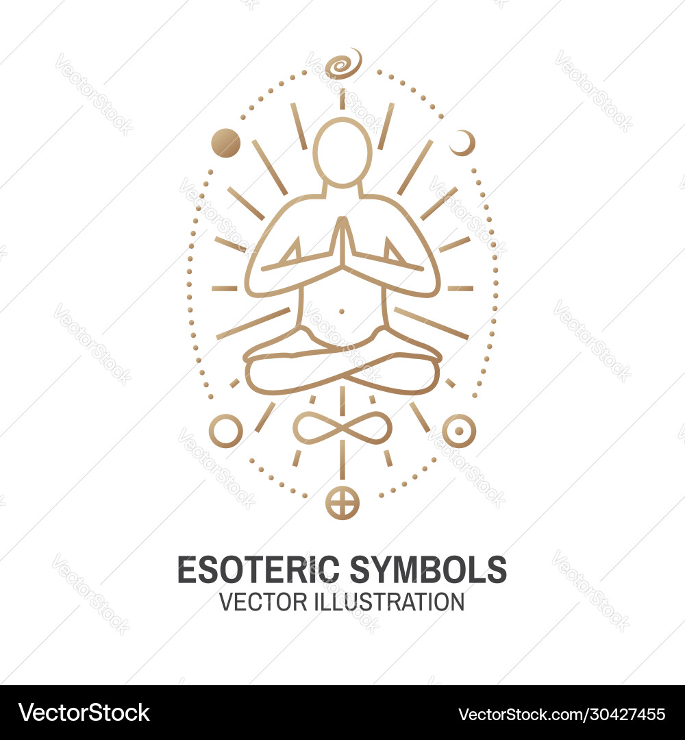 Esoteric symbols thin line geometric Royalty Free Vector