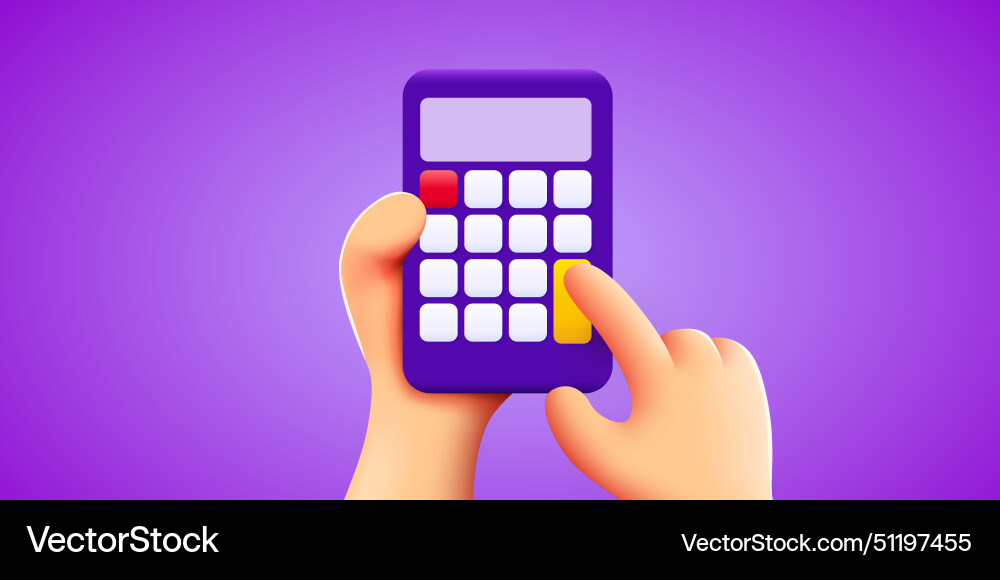 Hand makes calculations using calculator cartoon Vector Image