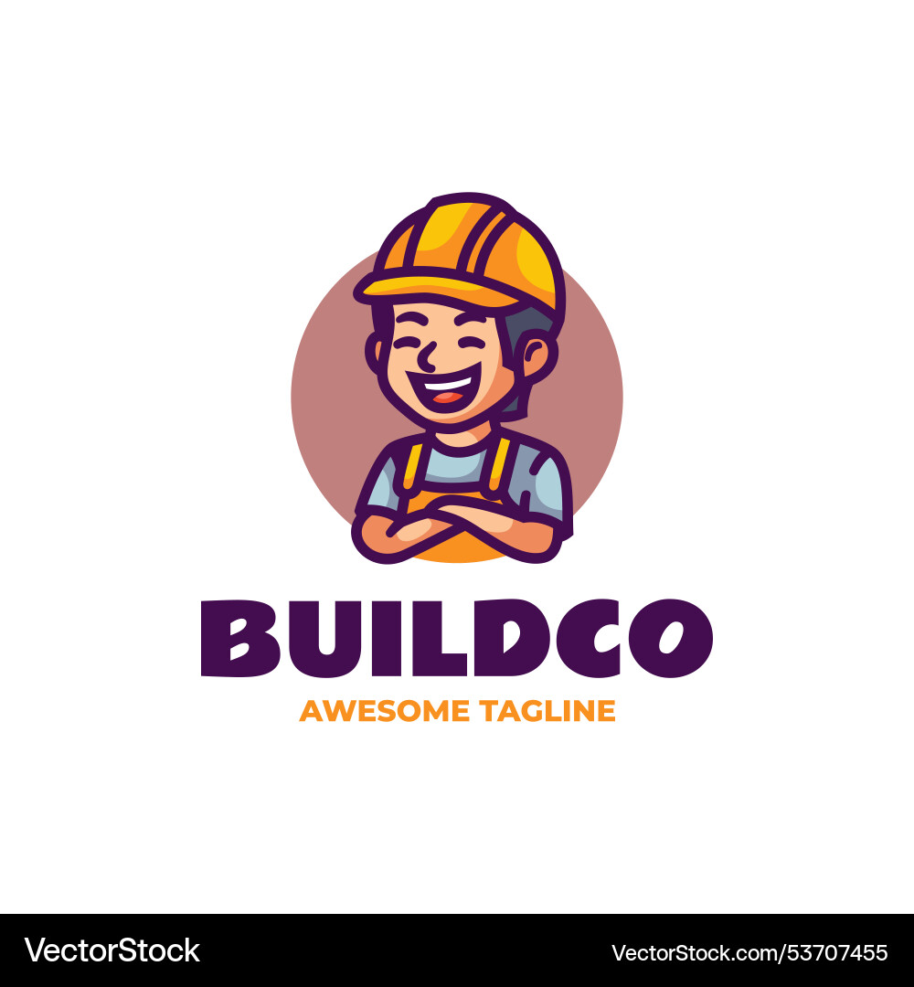 Logo buildco mascot cartoon style Royalty Free Vector Image