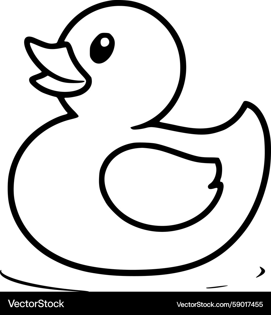 Rubber duck drawing outline Royalty Free Vector Image