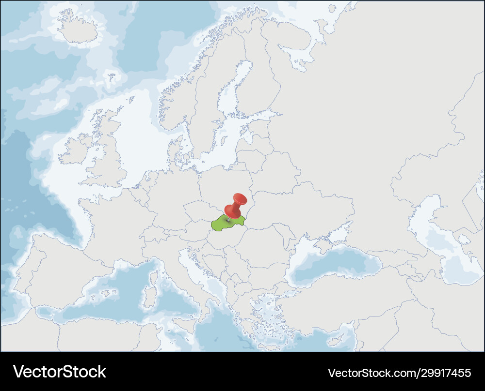 Slovak republic location on europe map Royalty Free Vector
