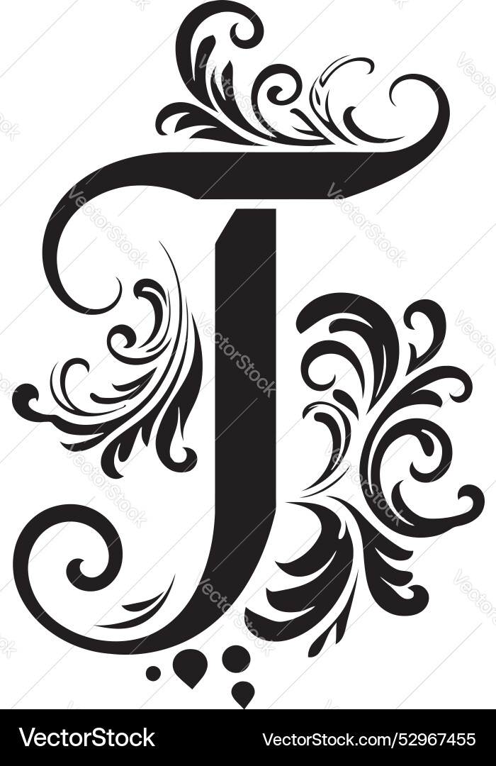 Tranquil flourish peaceful font t twilight Vector Image