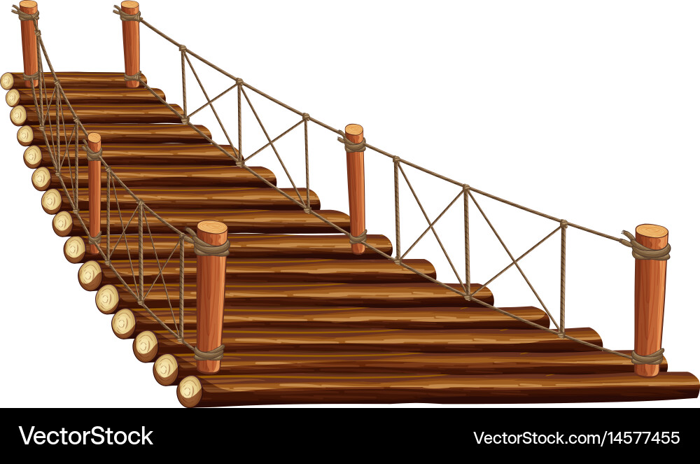 Wooden bridge with rope Royalty Free Vector Image