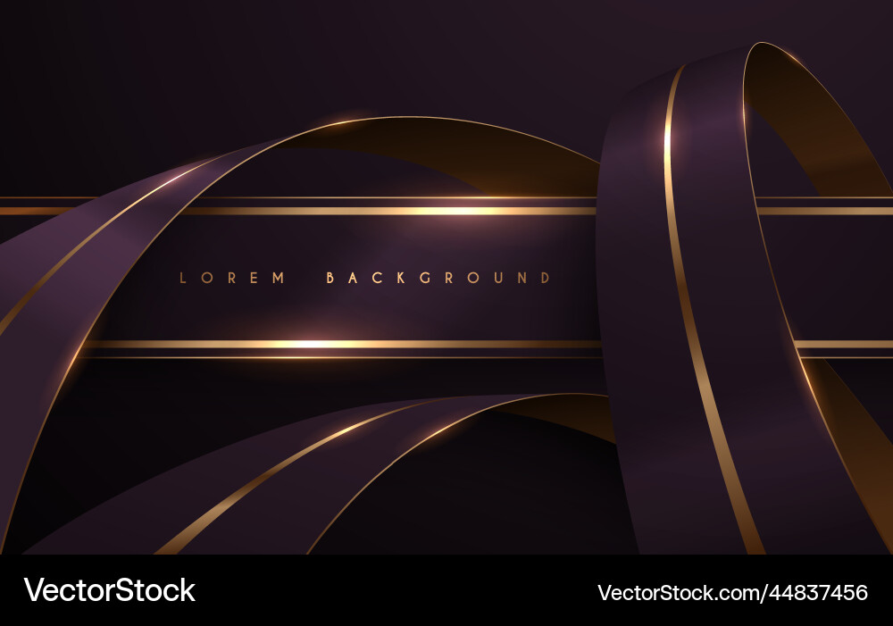 Abstract violet and gold ribbons background Vector Image