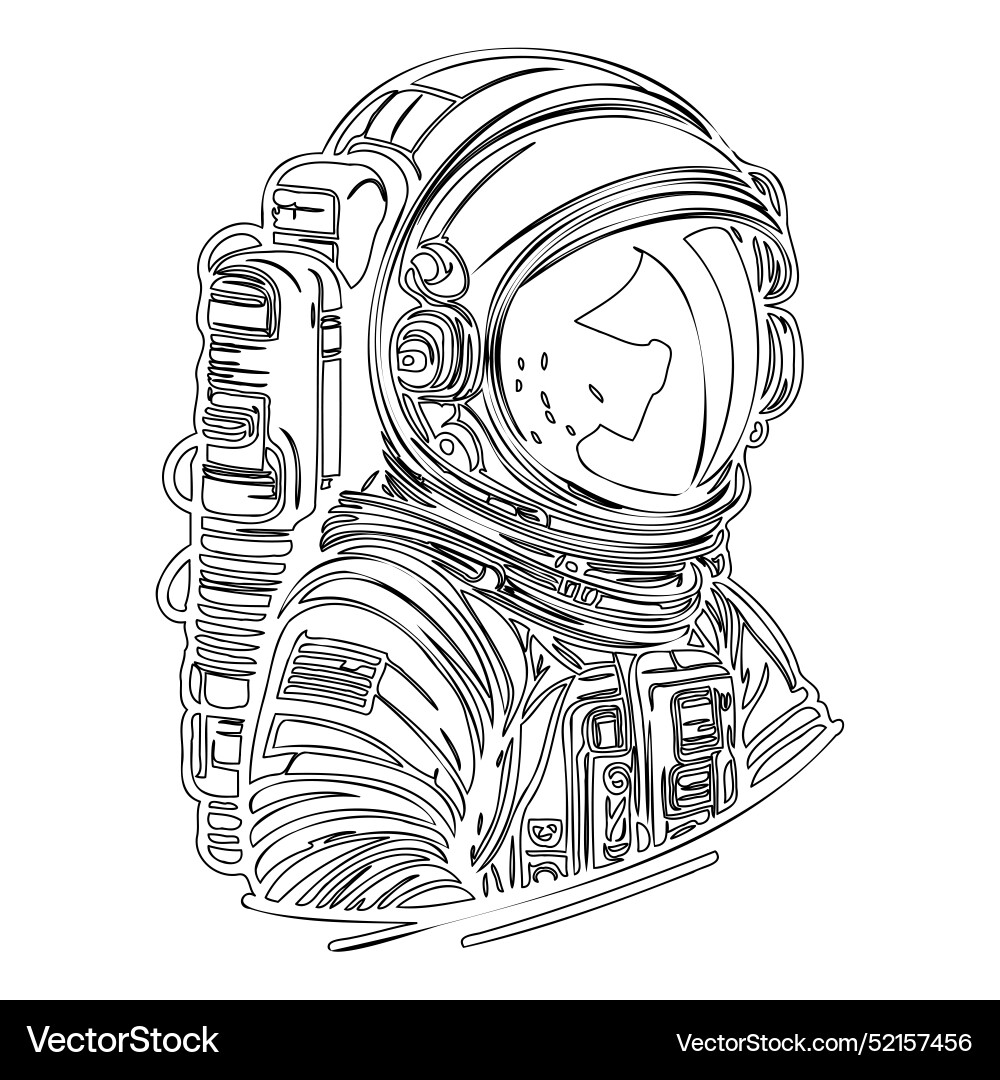Astronaut outline sketch Royalty Free Vector Image