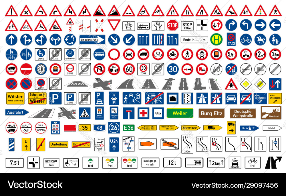 Collection road signs in germany Royalty Free Vector Image