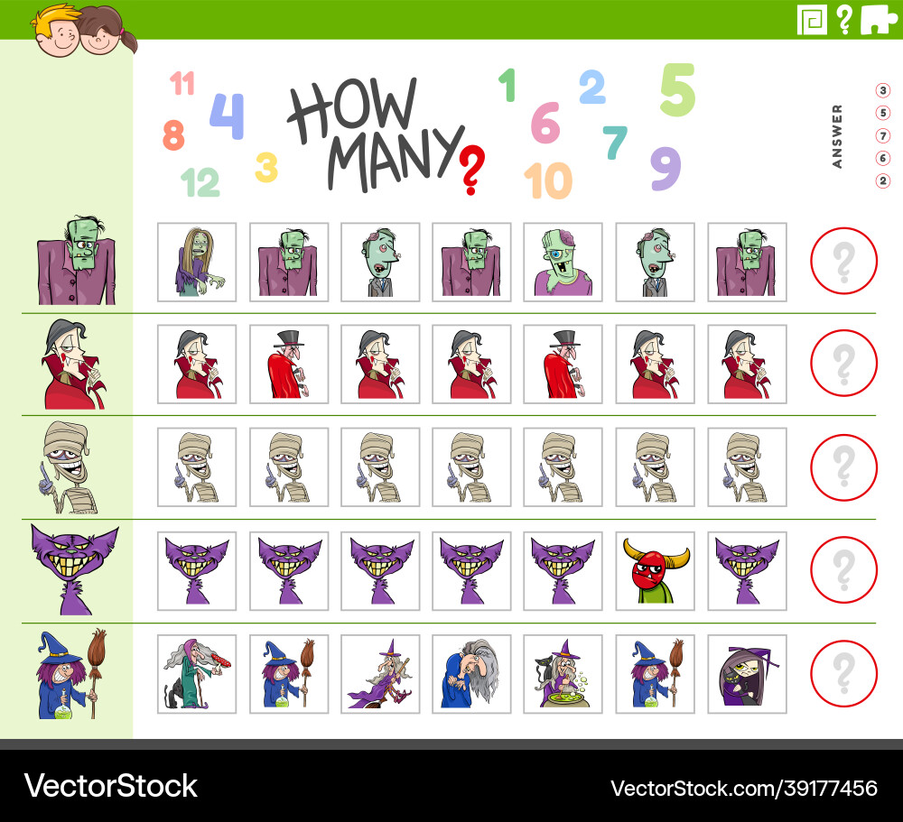 Counting task for kids with cartoon halloween Vector Image