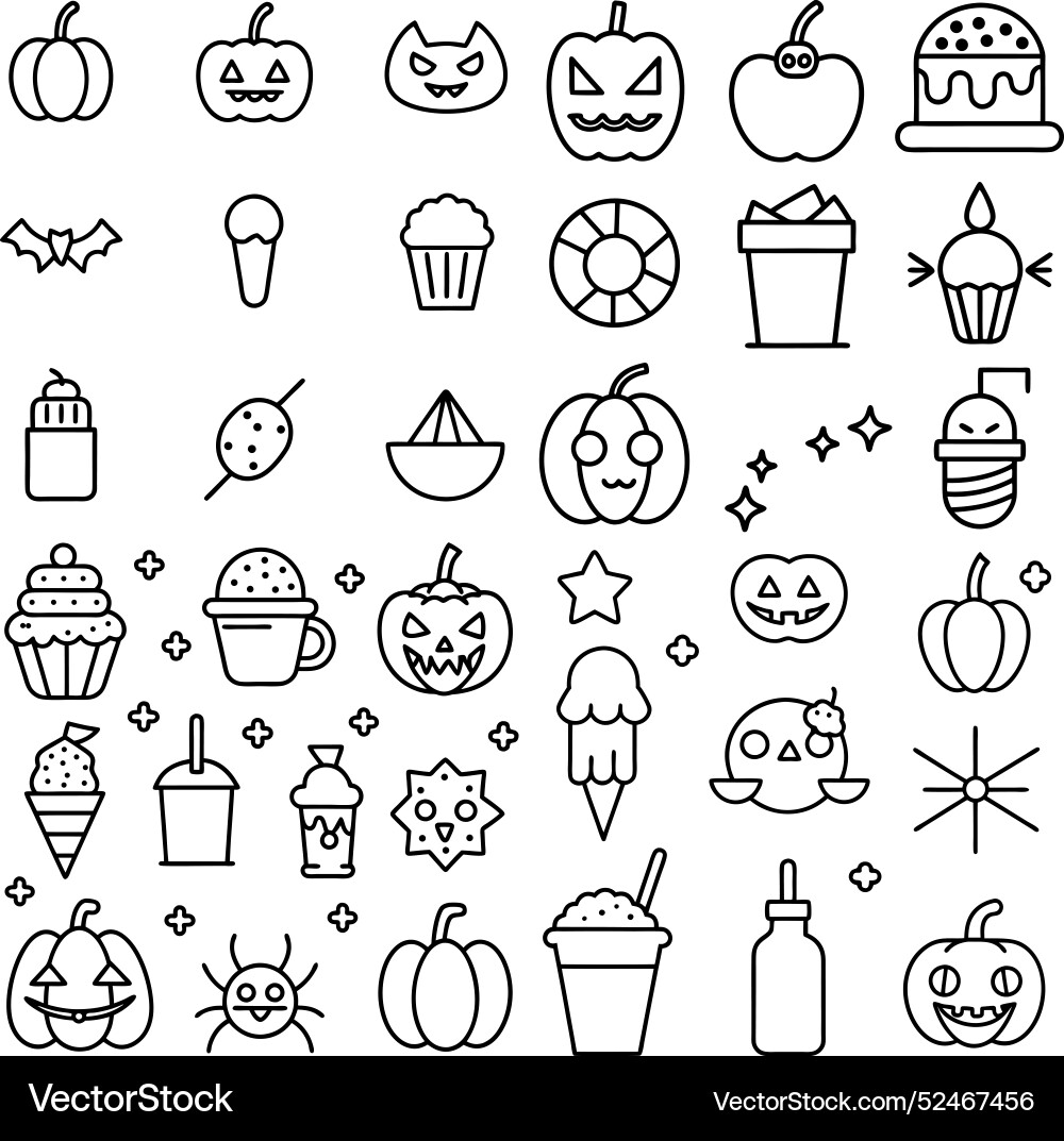 Happy halloween line and outline art Royalty Free Vector