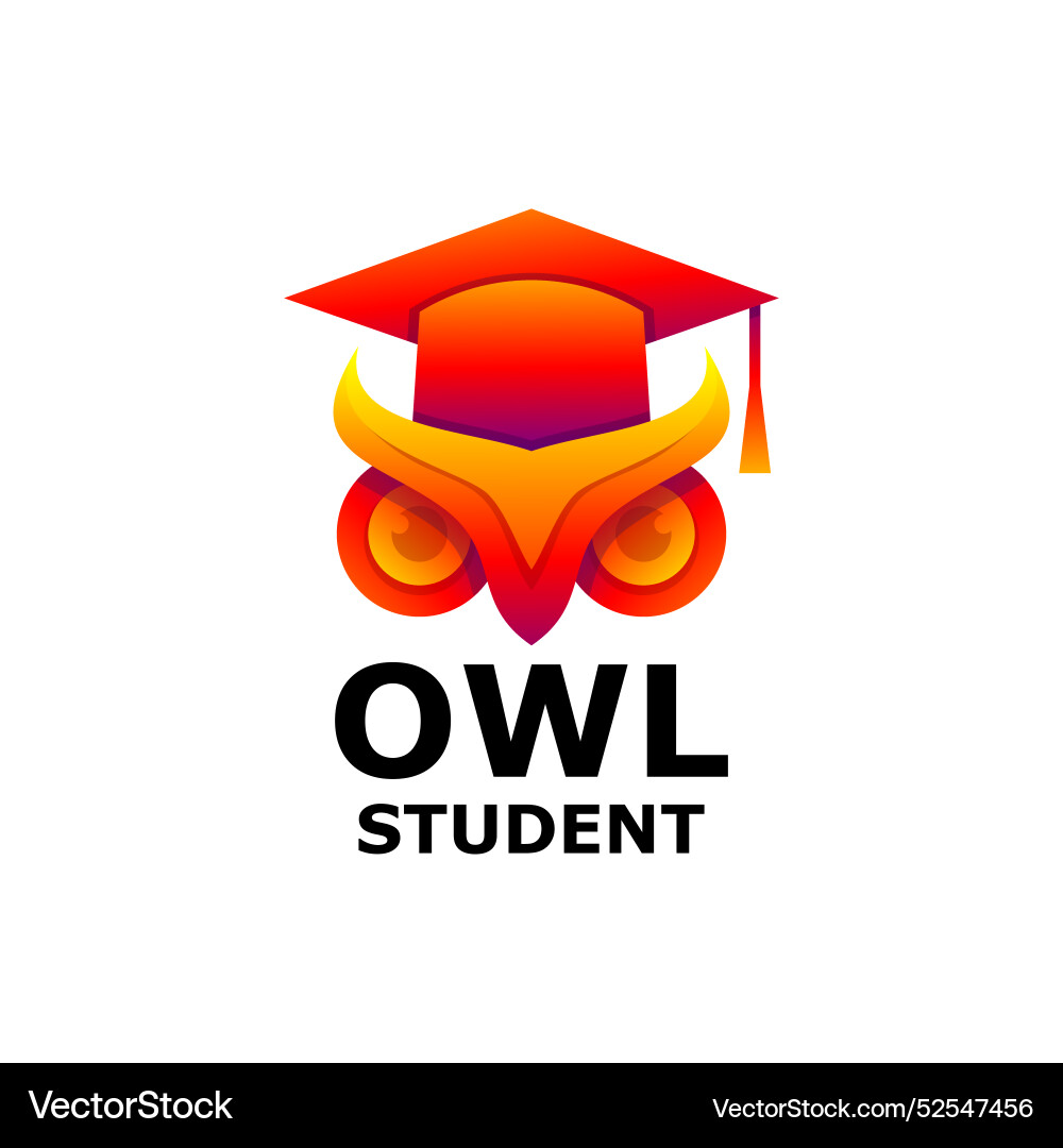 Logo owl student gradient colorful style Vector Image