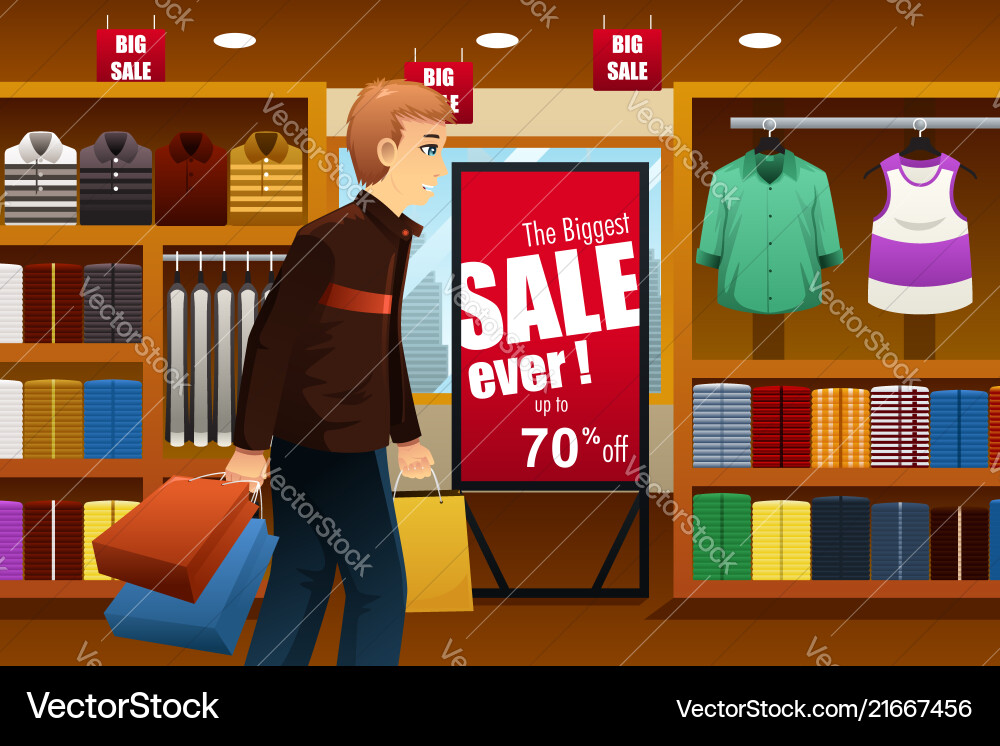 Man shopping at mall Royalty Free Vector Image