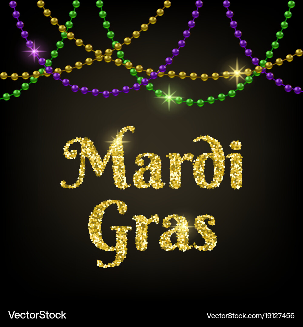 Mardi Gras Beads Card Royalty Free Vector Image