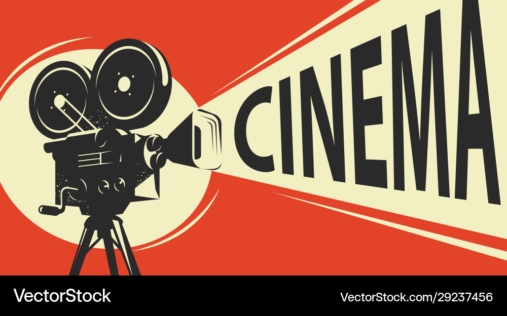 Movie camera retro cinema poster Royalty Free Vector Image