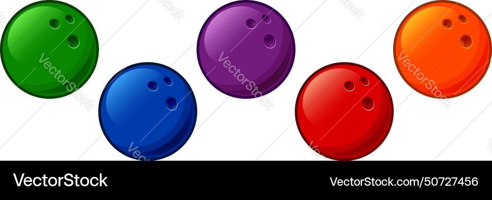 Various colored bowling balls set Royalty Free Vector Image