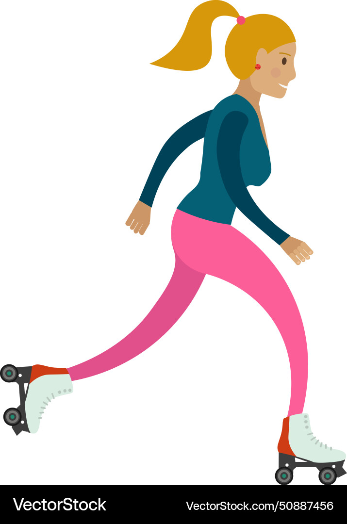 Woman roller skating icon isolated on white Vector Image