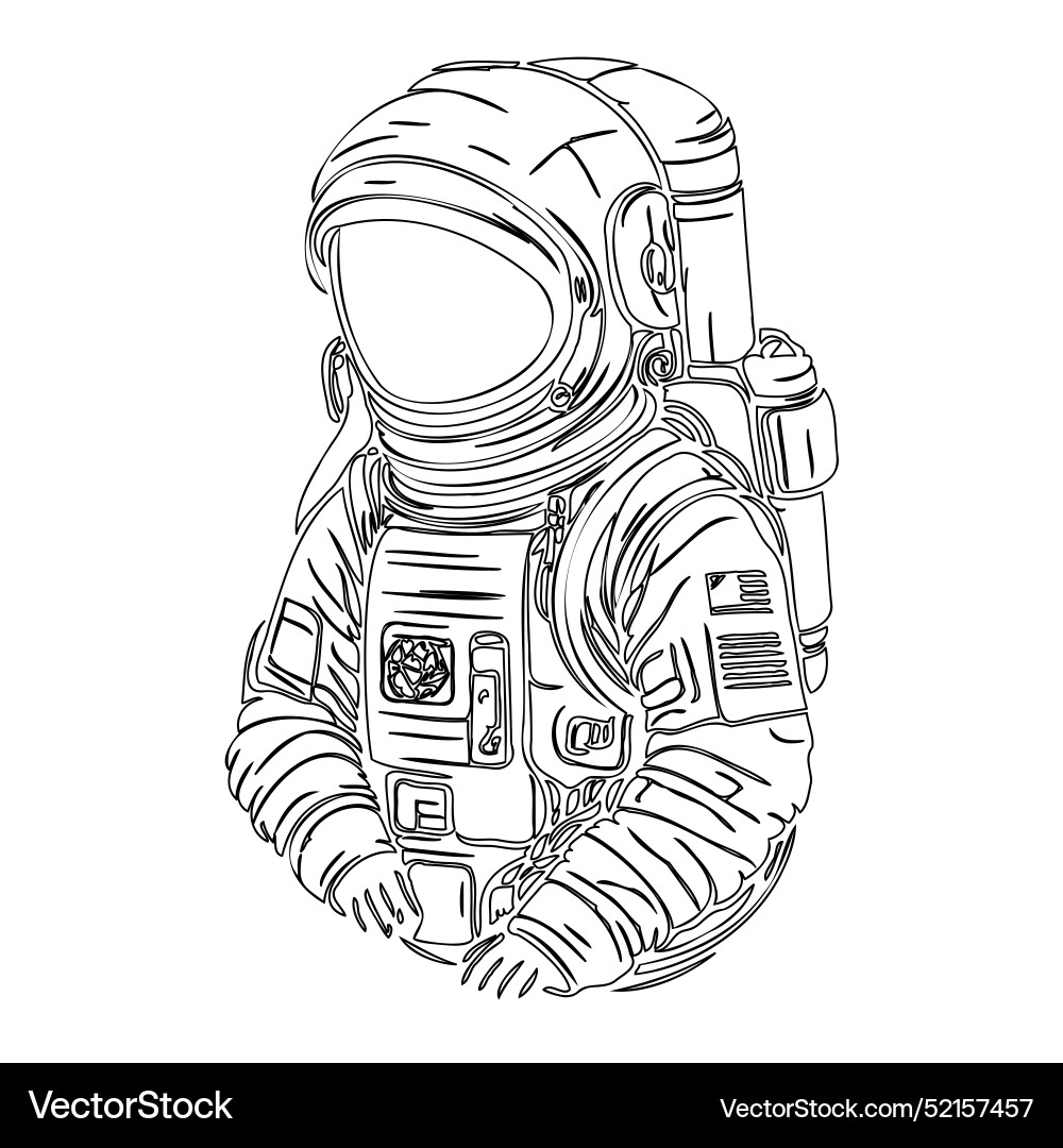 Astronaut outline sketch Royalty Free Vector Image
