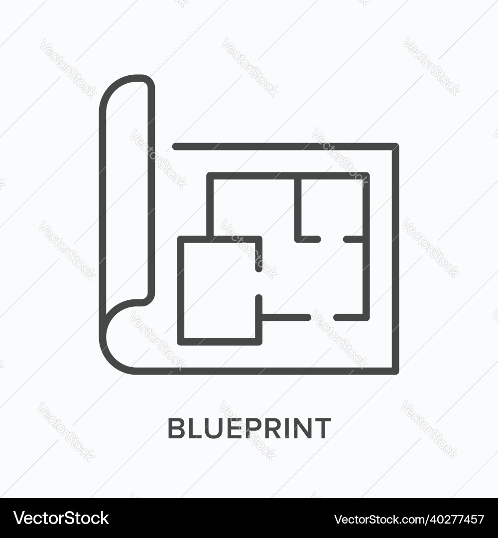 Blueprint flat line icon outline Royalty Free Vector Image