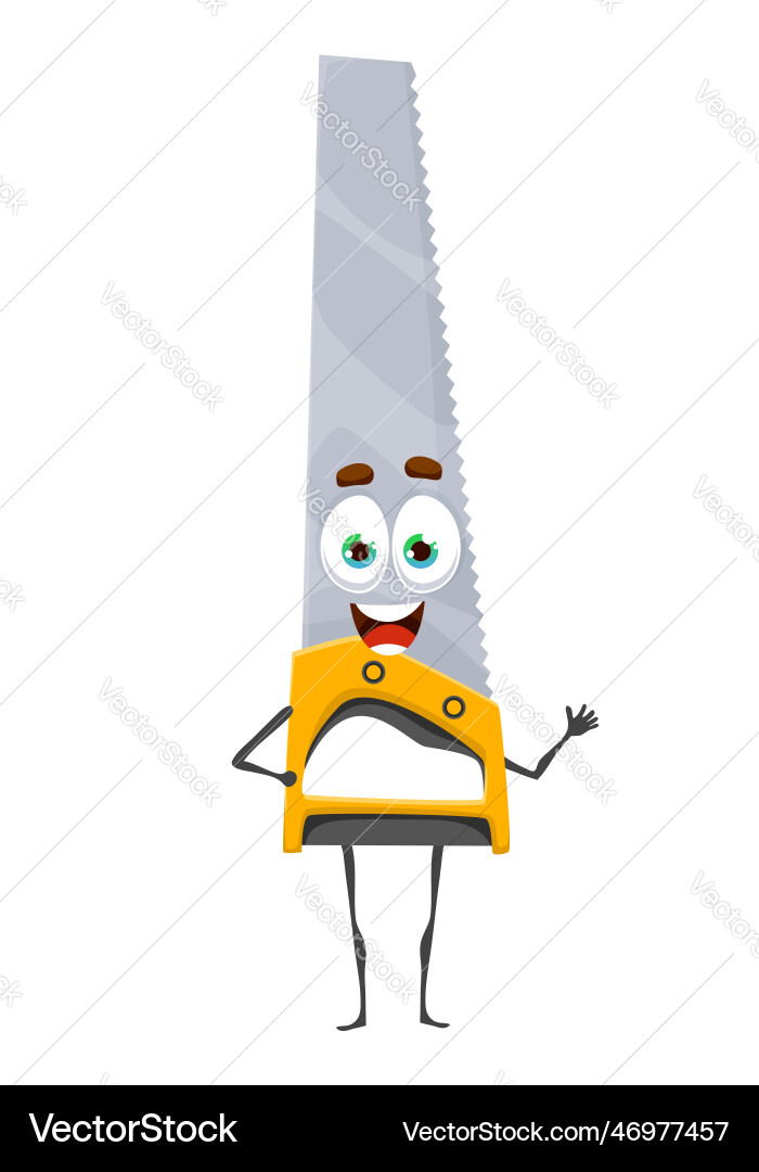 Cartoon saw tool character carpentry work Vector Image