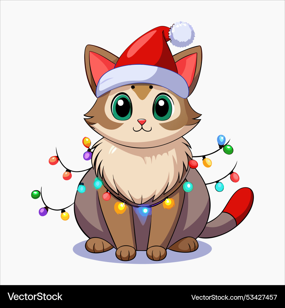 Christmas cat Royalty Free Vector Image - VectorStock