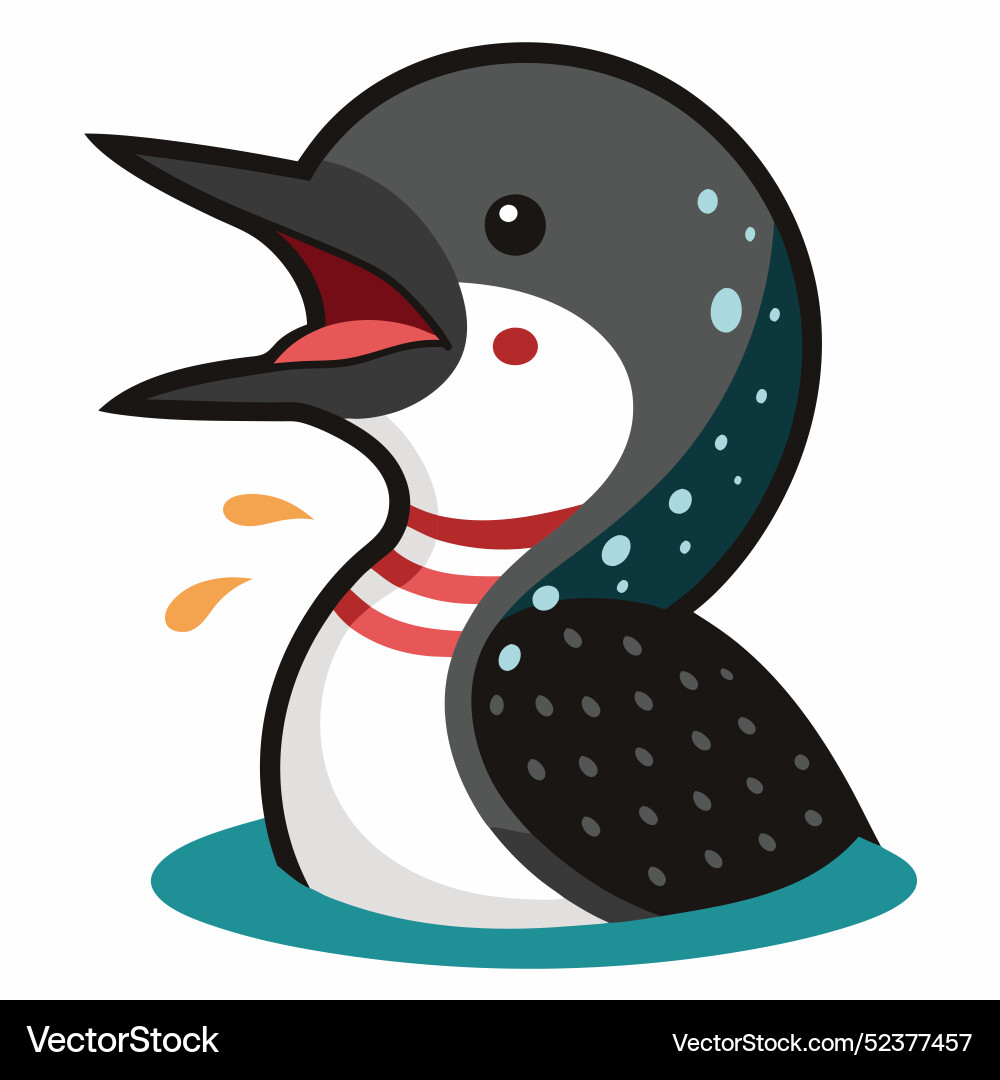 Common loon bird cries kawaii Royalty Free Vector Image