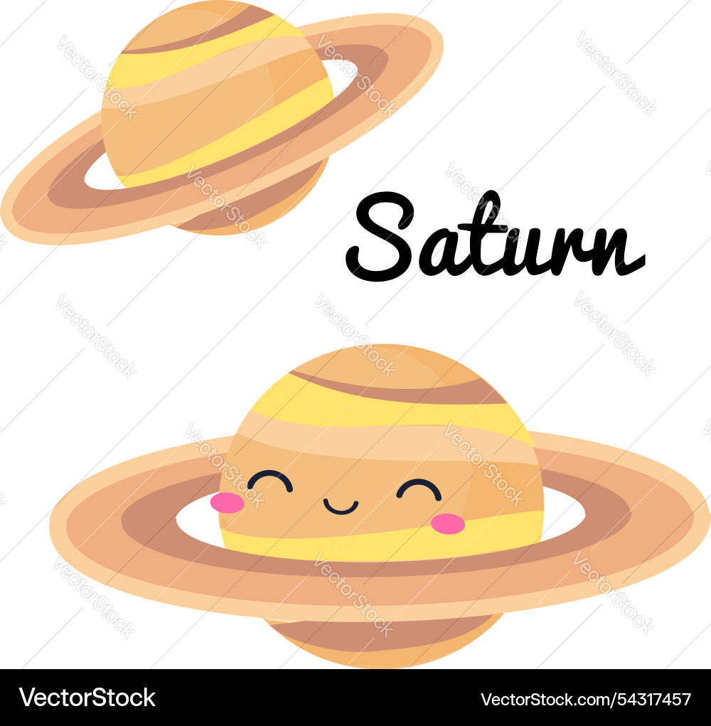 Cute planet cartoon saturn space clip art Vector Image